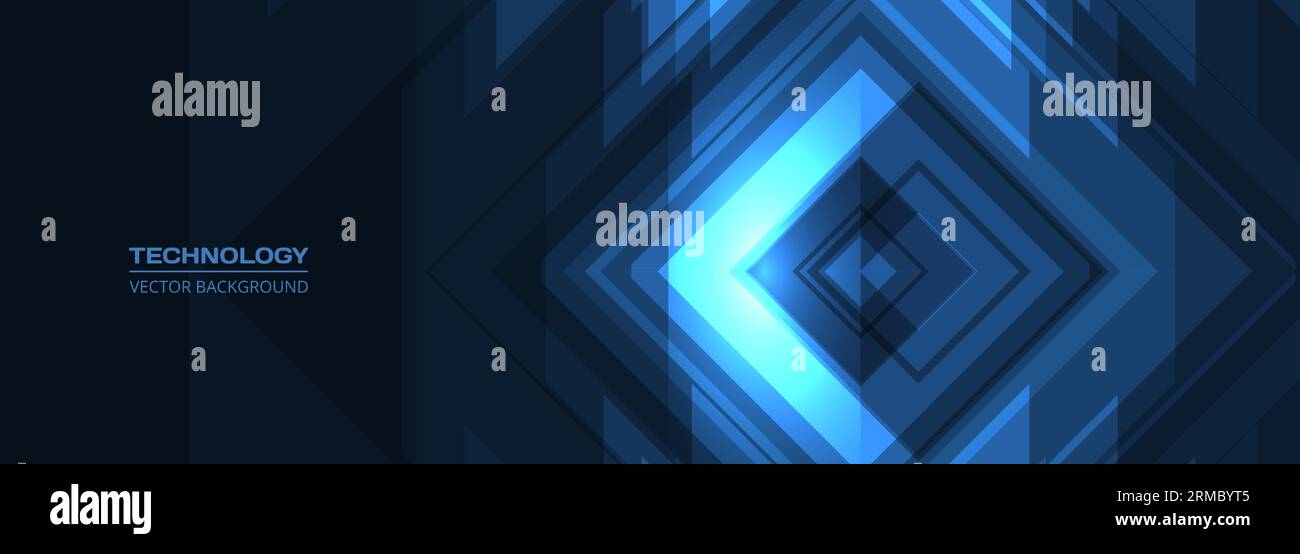 Abstract dark blue technology background with glowing hi-tech shapes ...