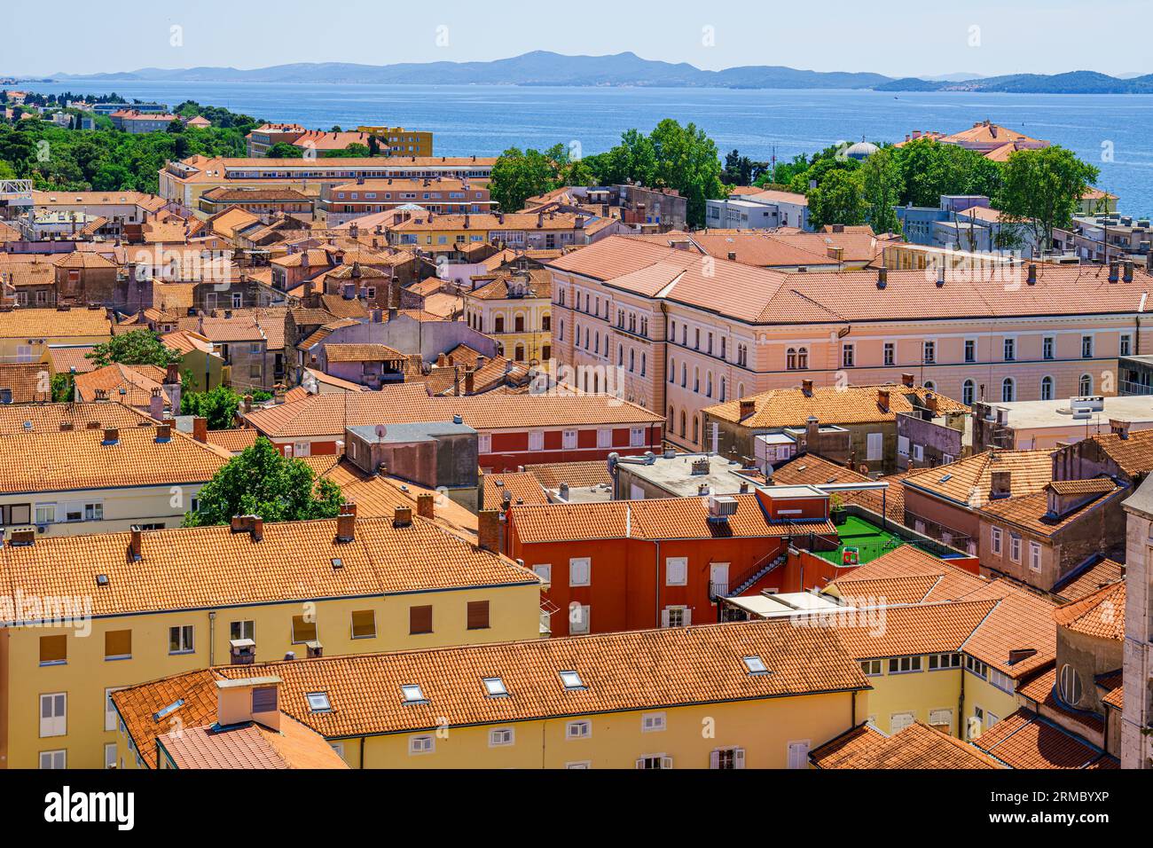 Zadar, old city, bird fly view. View of the medieval city from the ...