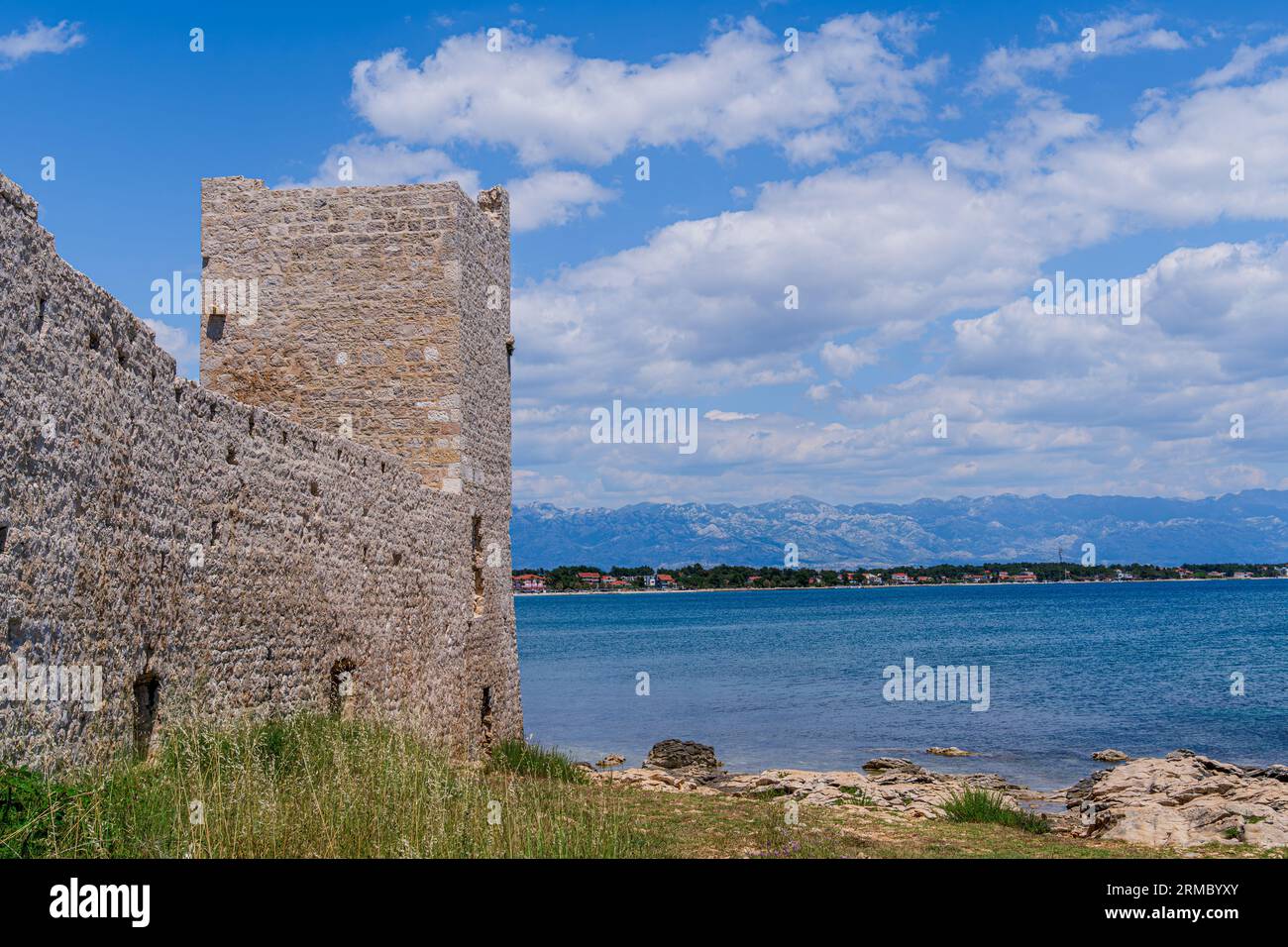 Old Venetian fort. Ruins of old medieval castle on mediterranean sea ...