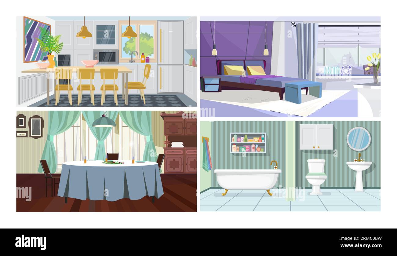 Modern home interior vector illustration set Stock Vector Image & Art ...