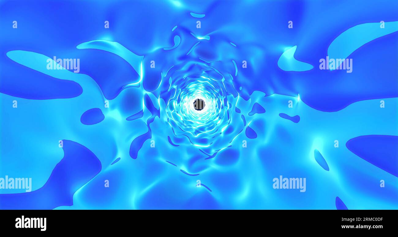 Abstract background of a looped blue ice endless tunnel of natural cold ...