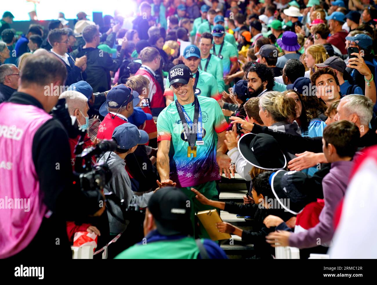 Oval Invincibles' Tom Curran interacts with fans after winning The ...