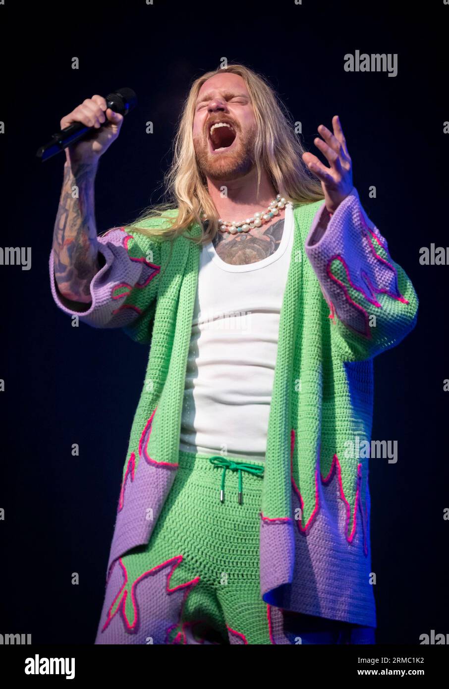 Sam Ryder performs on stage during the Yorkshire Balloon Fiesta at ...