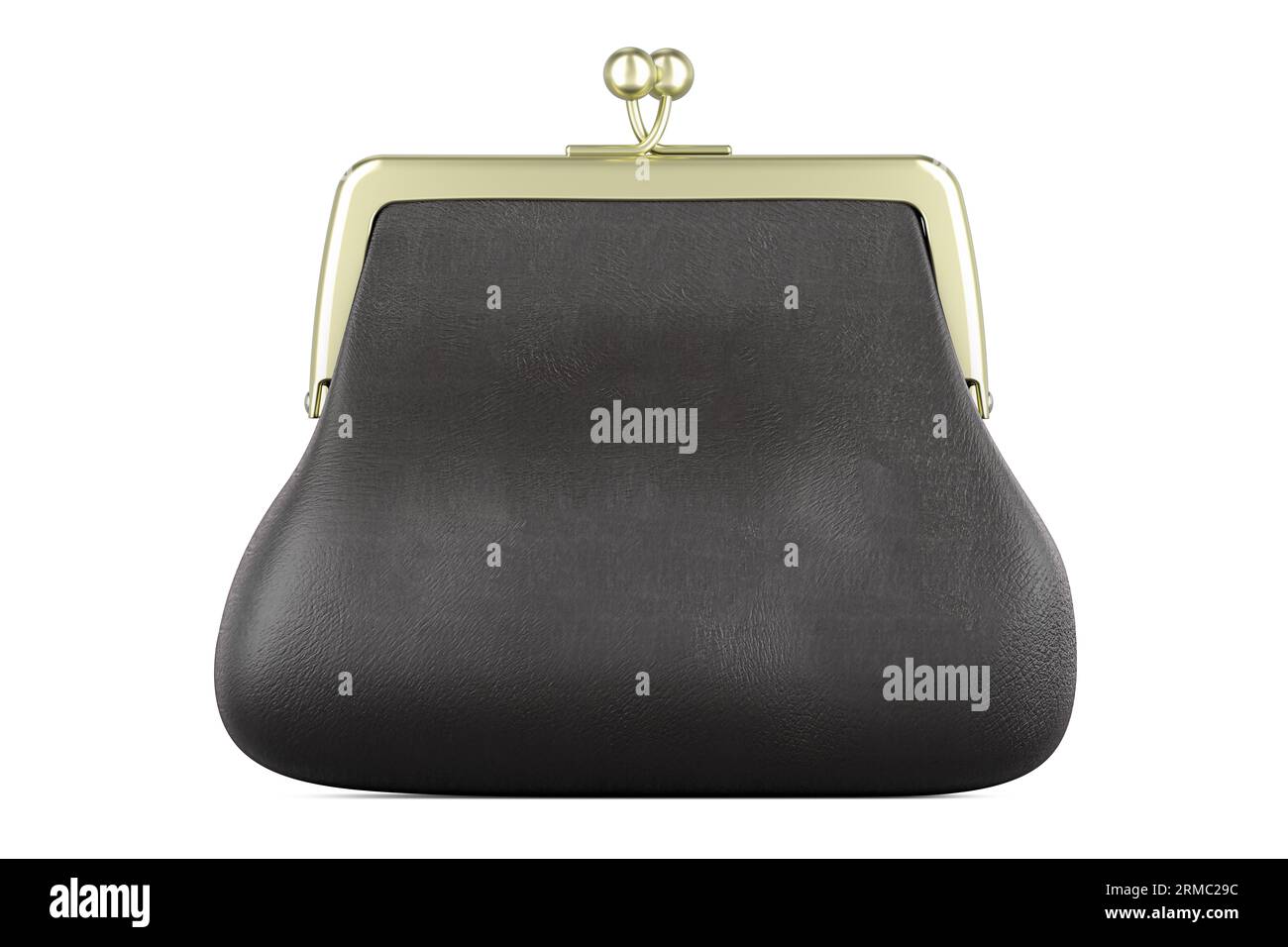 Coin purse, black leather. 3D rendering isolated on white background ...