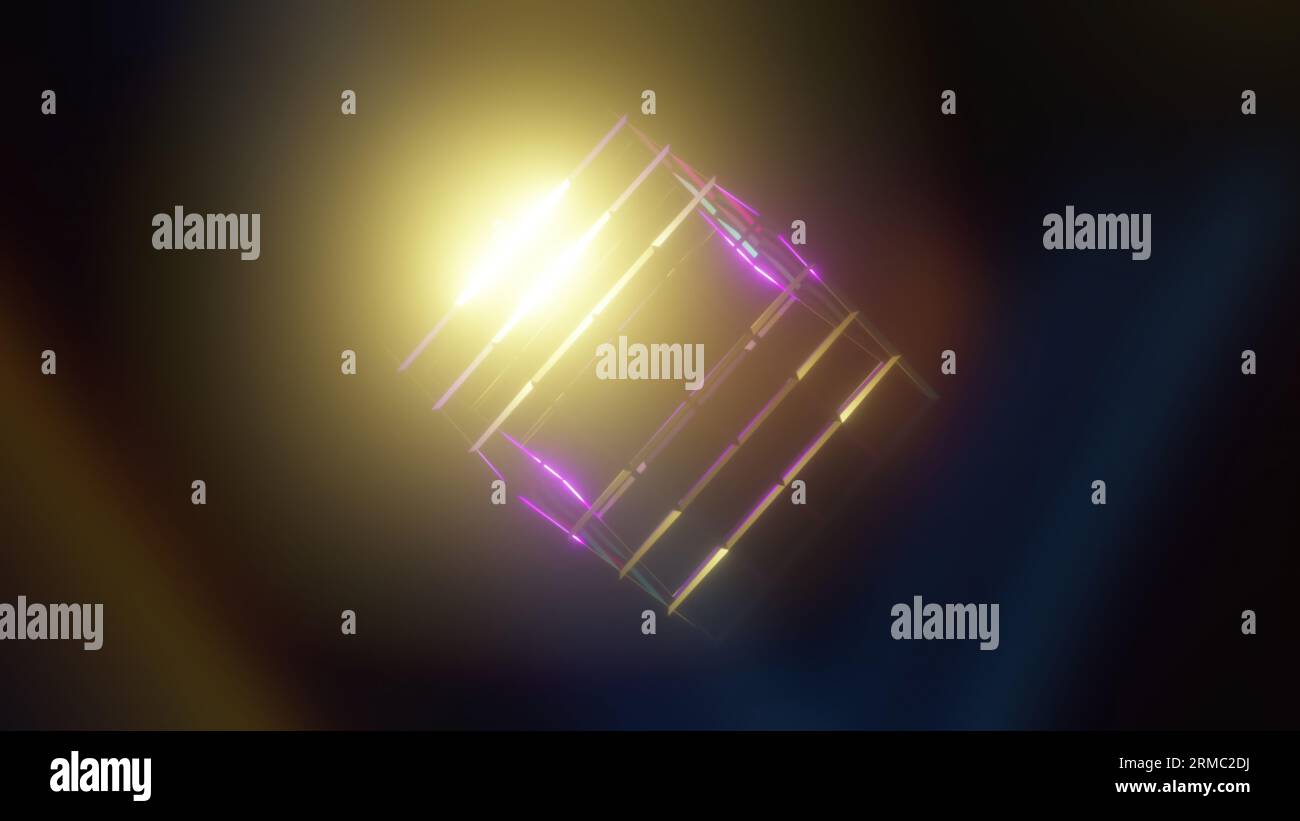 Wireframe sci fi cube. Computer generated 3d render Stock Photo - Alamy