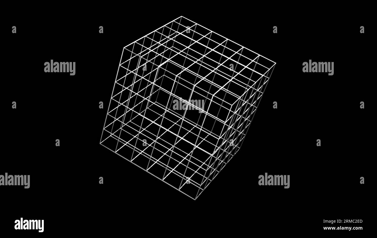 wireframe cube. Computer generated 3d render Stock Photo - Alamy