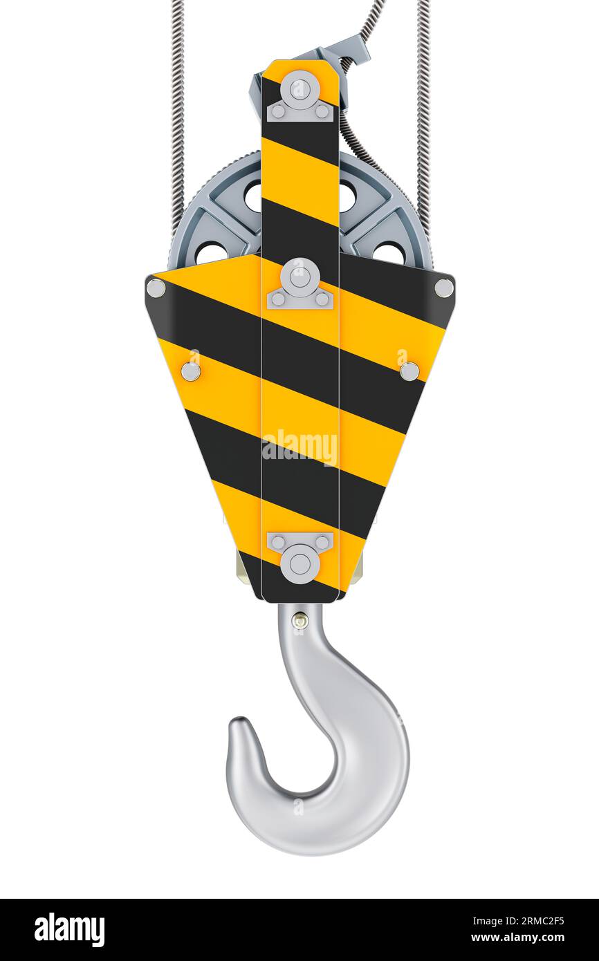 Crane hook, front view. 3D rendering isolated on white background Stock ...