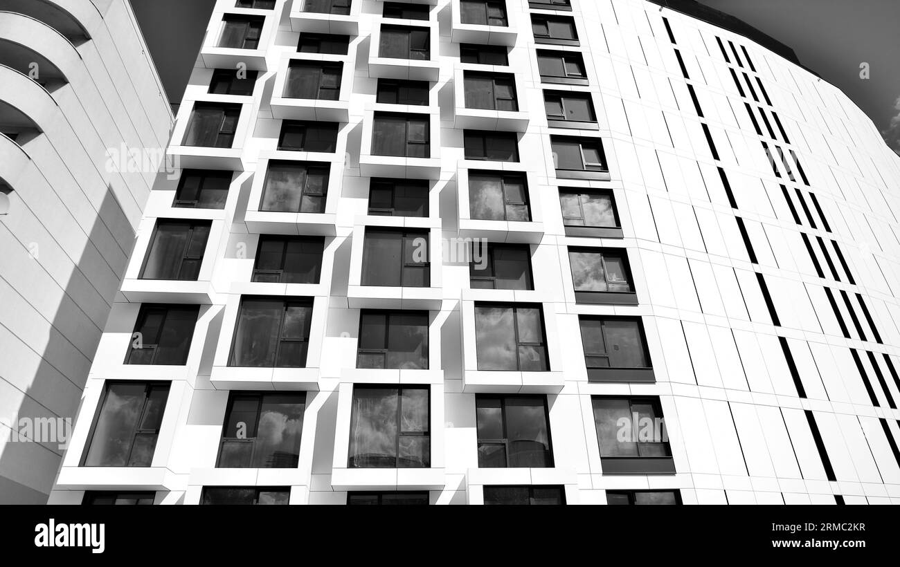 Modern apartment building in sunny day. Exterior, residential house ...