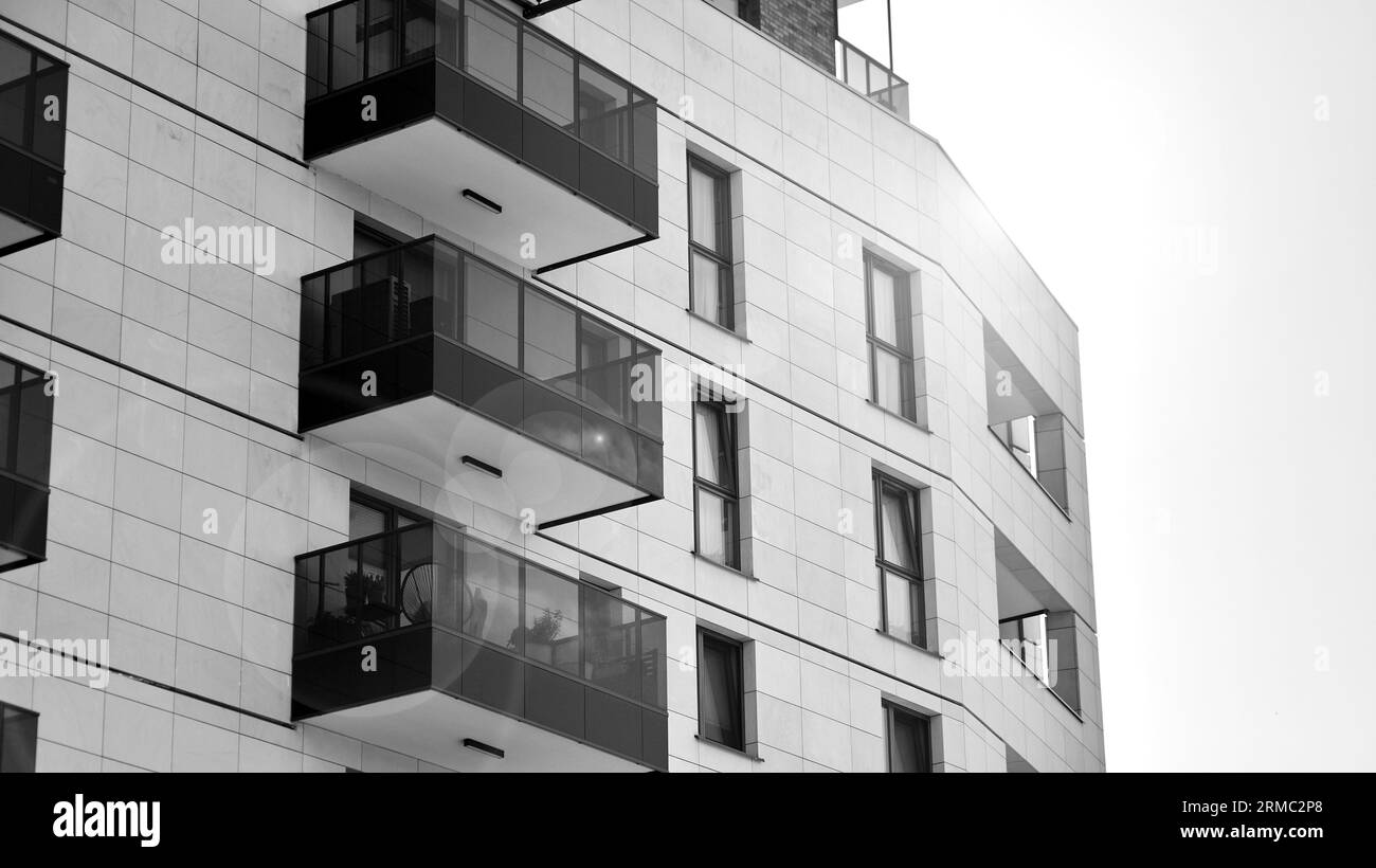 Modern apartment building in sunny day. Exterior, residential house ...