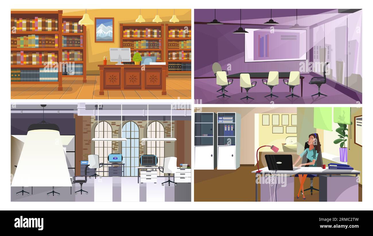 Modern office interior illustration set Stock Vector Image & Art - Alamy