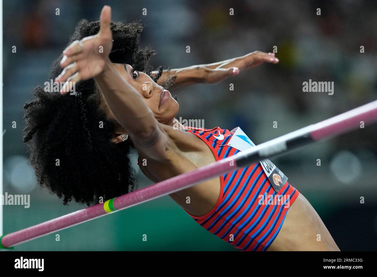 Vashti Cunningham, of the United States, makes an attempt in the Women ...