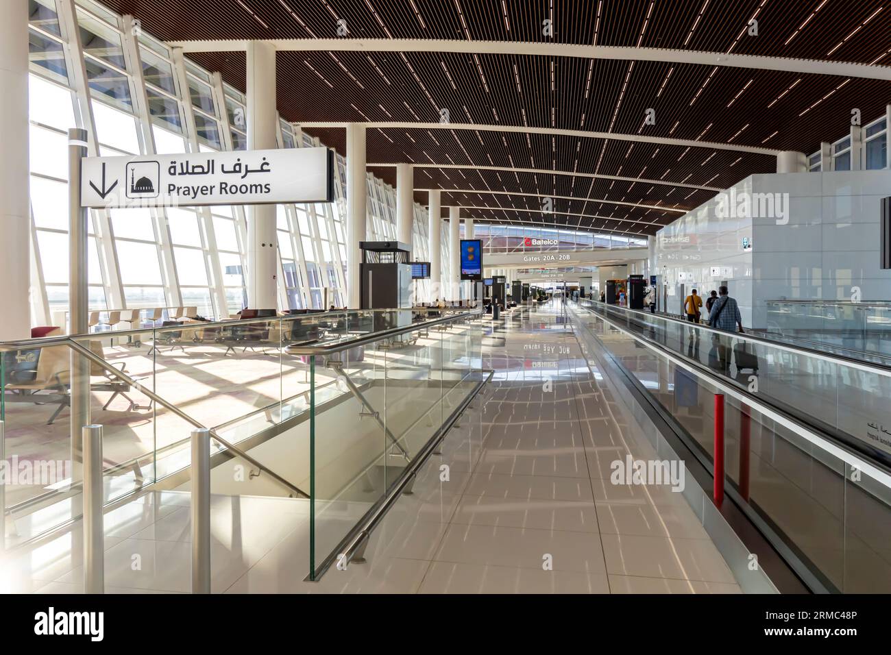 Prayer room directional bilingual sign in Bahrain airport Stock Photo ...