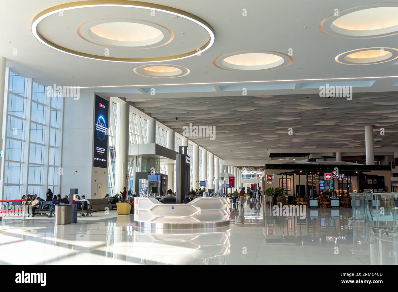 Bahrain airport interior lobby, information desk Stock Photo - Alamy
