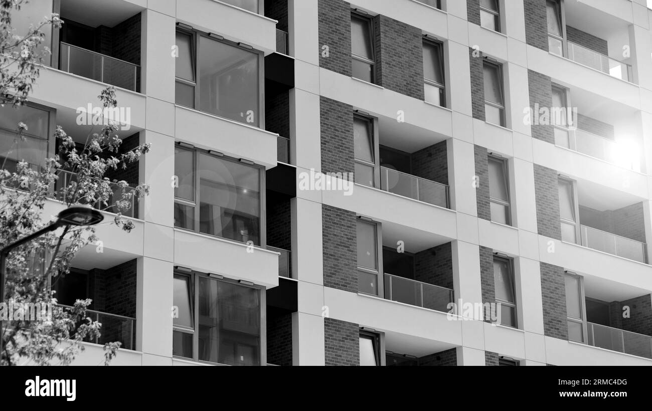 Modern apartment building in sunny day. Exterior, residential house ...
