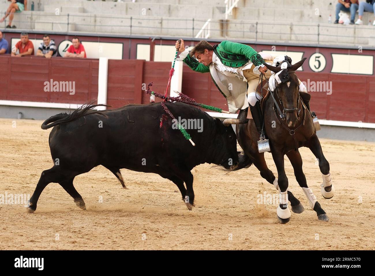 The rejoneador Francisco Palha fights the bull during a corrida de ...
