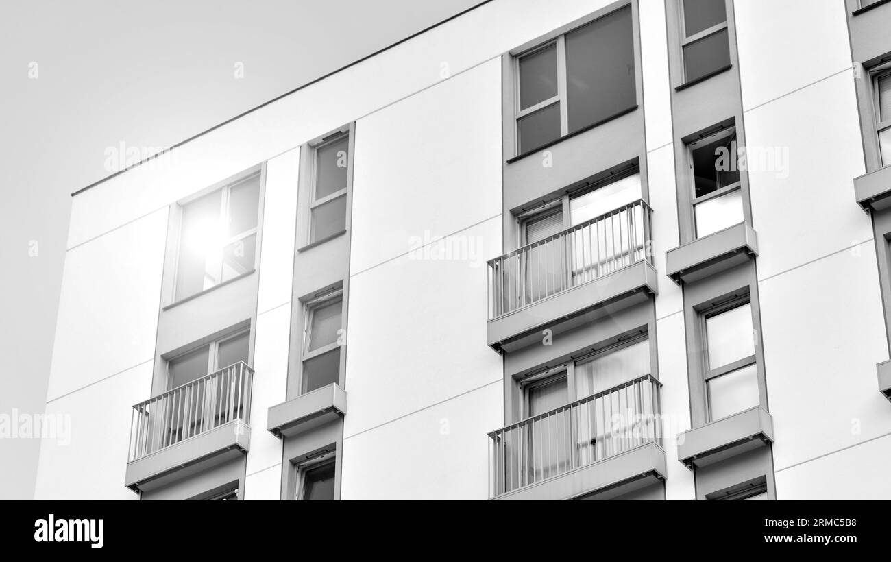 Modern apartment building in sunny day. Exterior, residential house ...