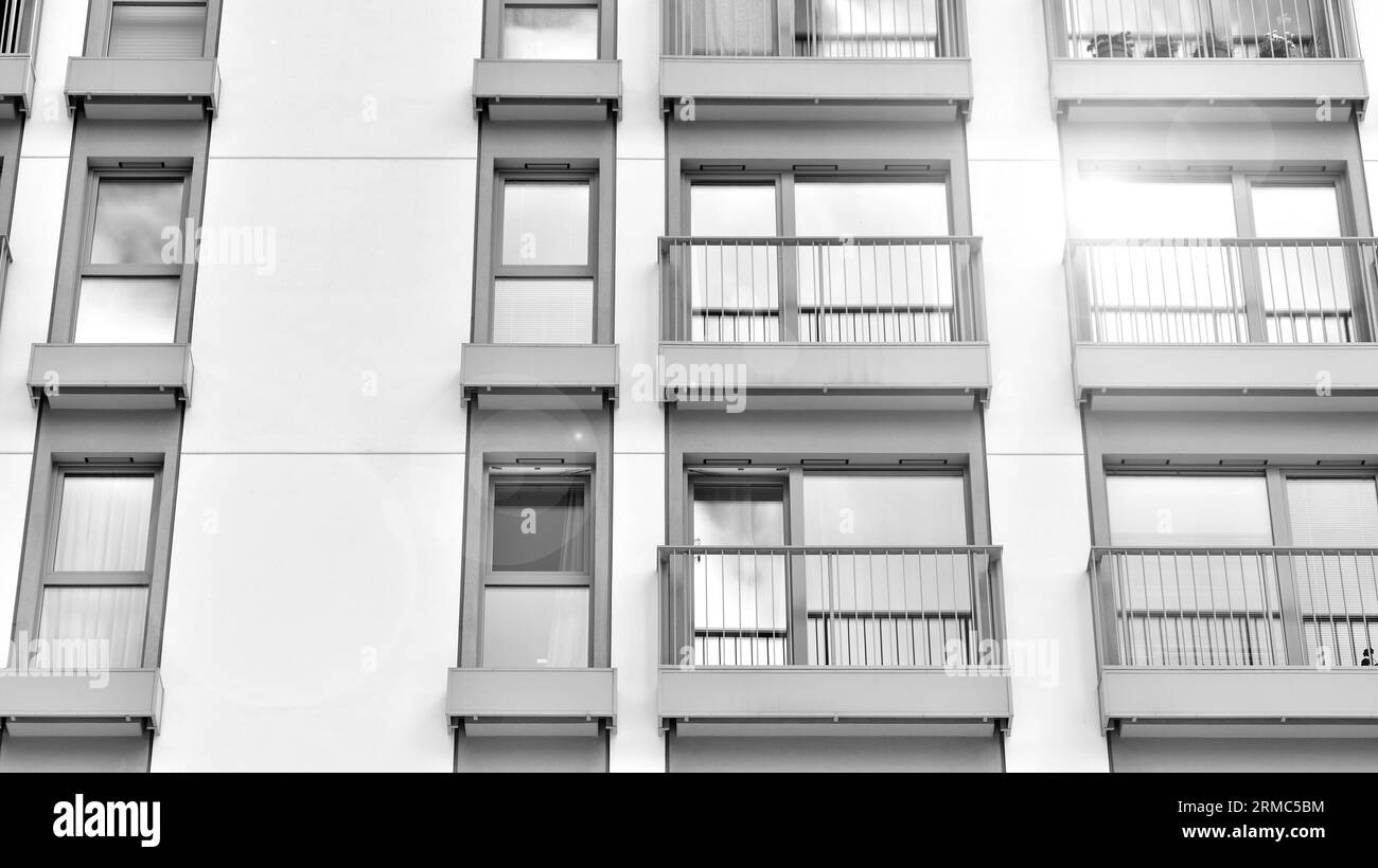 Modern apartment building in sunny day. Exterior, residential house ...