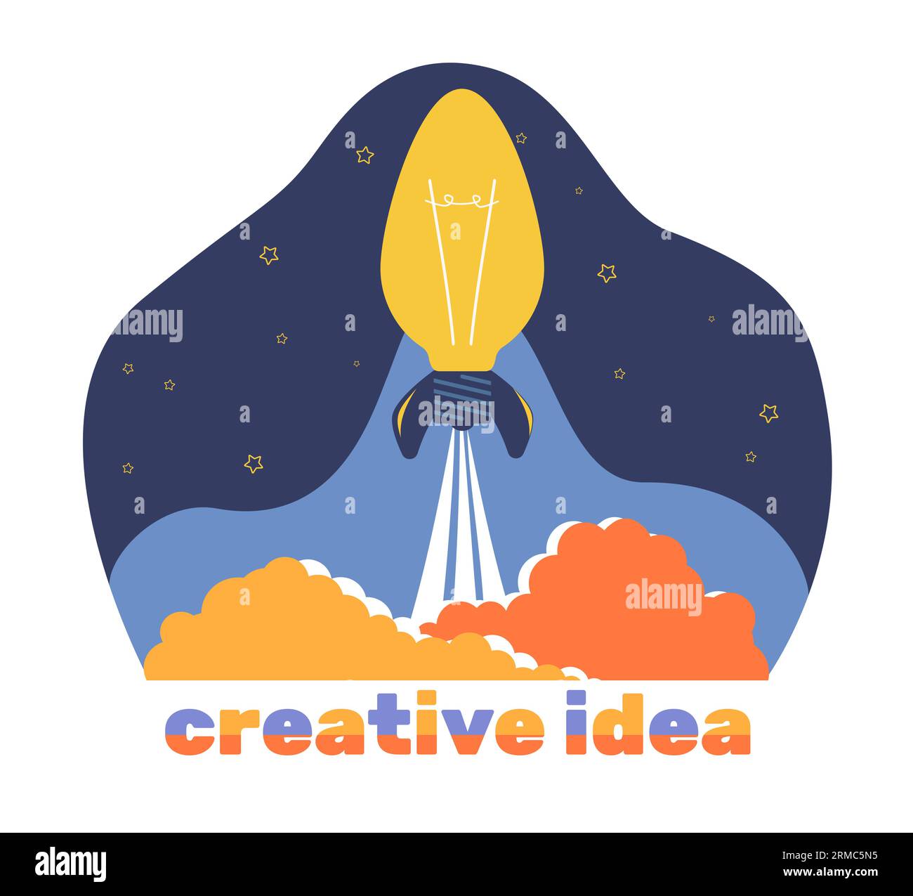 Creative idea concept, light bulb symbol of an idea soars to stars ...