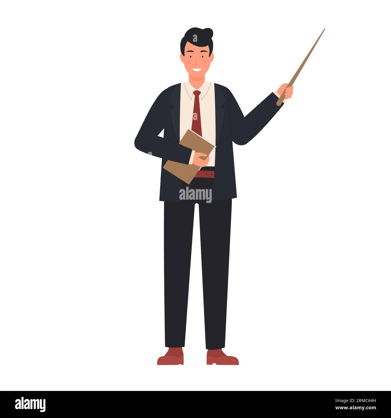 Teacher man in suit with pointing stick. University professor ...