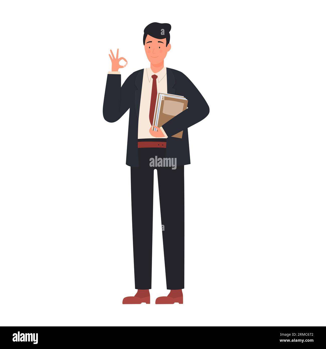 Teacher man showing okay gesture. Professor approval hand sign vector ...