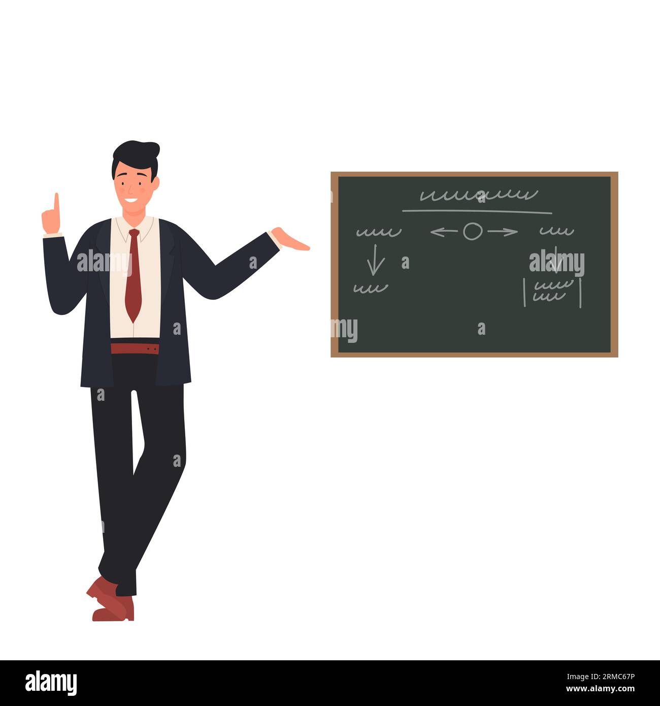 Teacher man standing at blackboard. Teaching lesson process, male ...