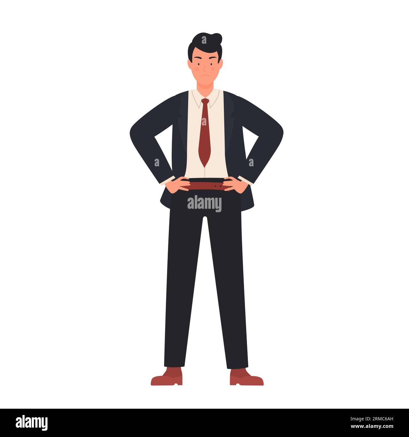 Angry man teacher with hands on hips. Furious school professor vector ...