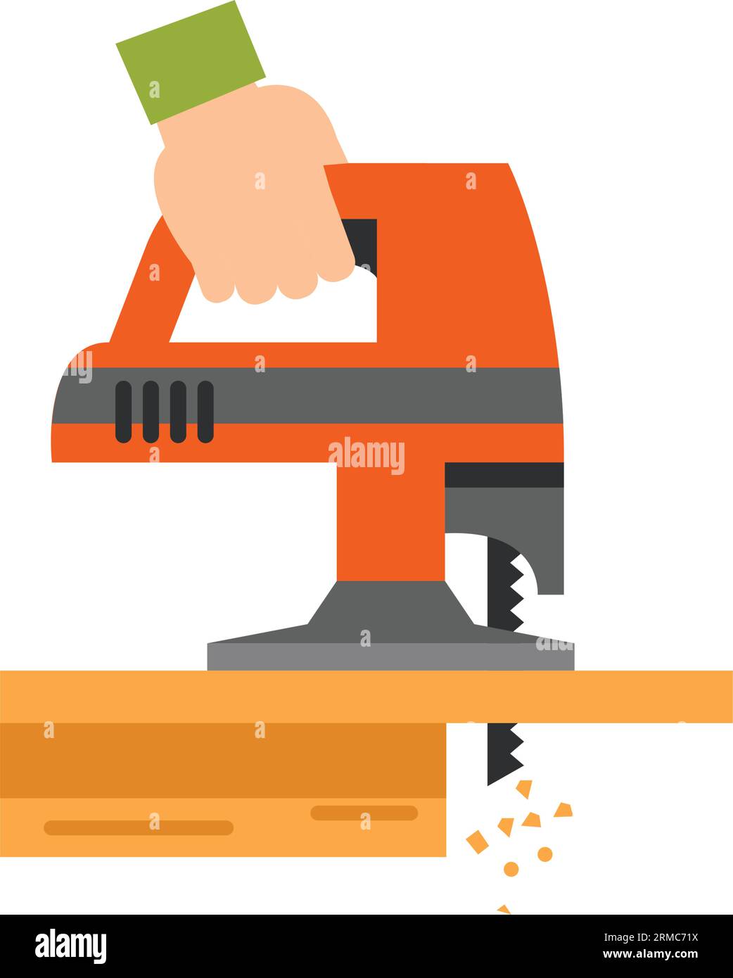 Hand sawing plank with jigsaw tool icon Stock Vector Image & Art - Alamy