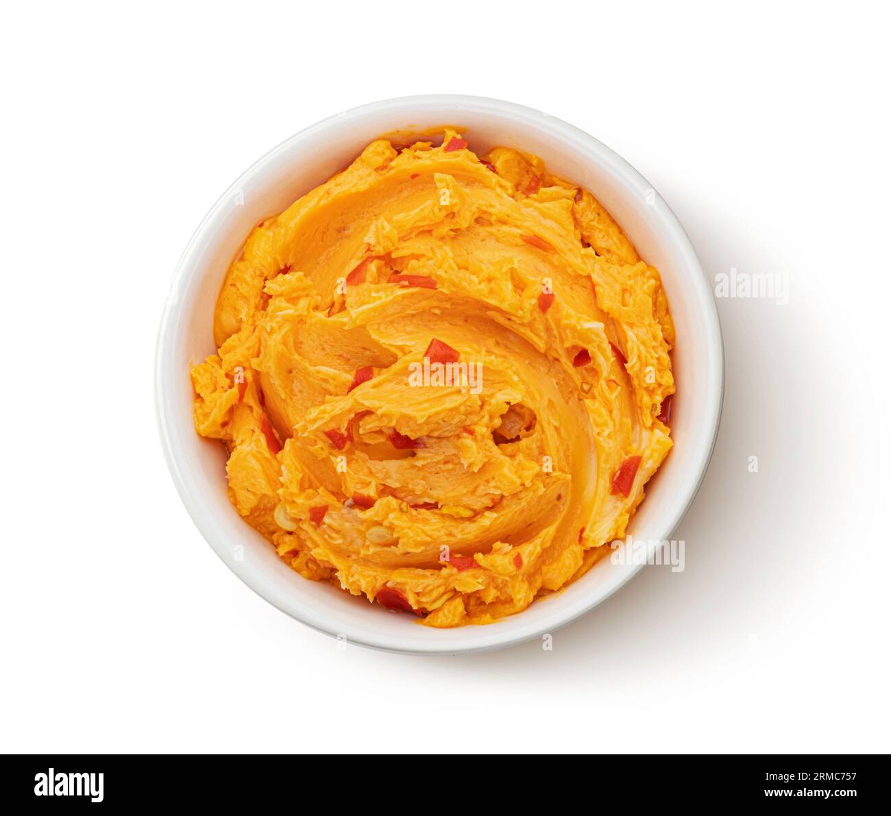 Spicy chili pepper butter isolated on white background, top view Stock ...