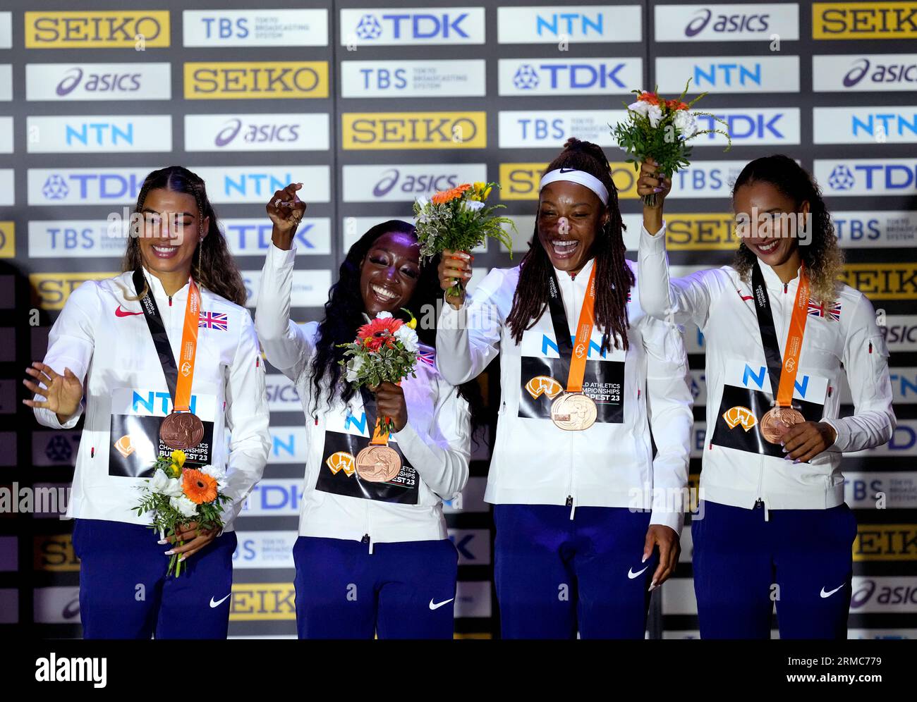 Great Britain's Nicole Yeargin, Ama Pipi, Amber Anning and Laviai ...