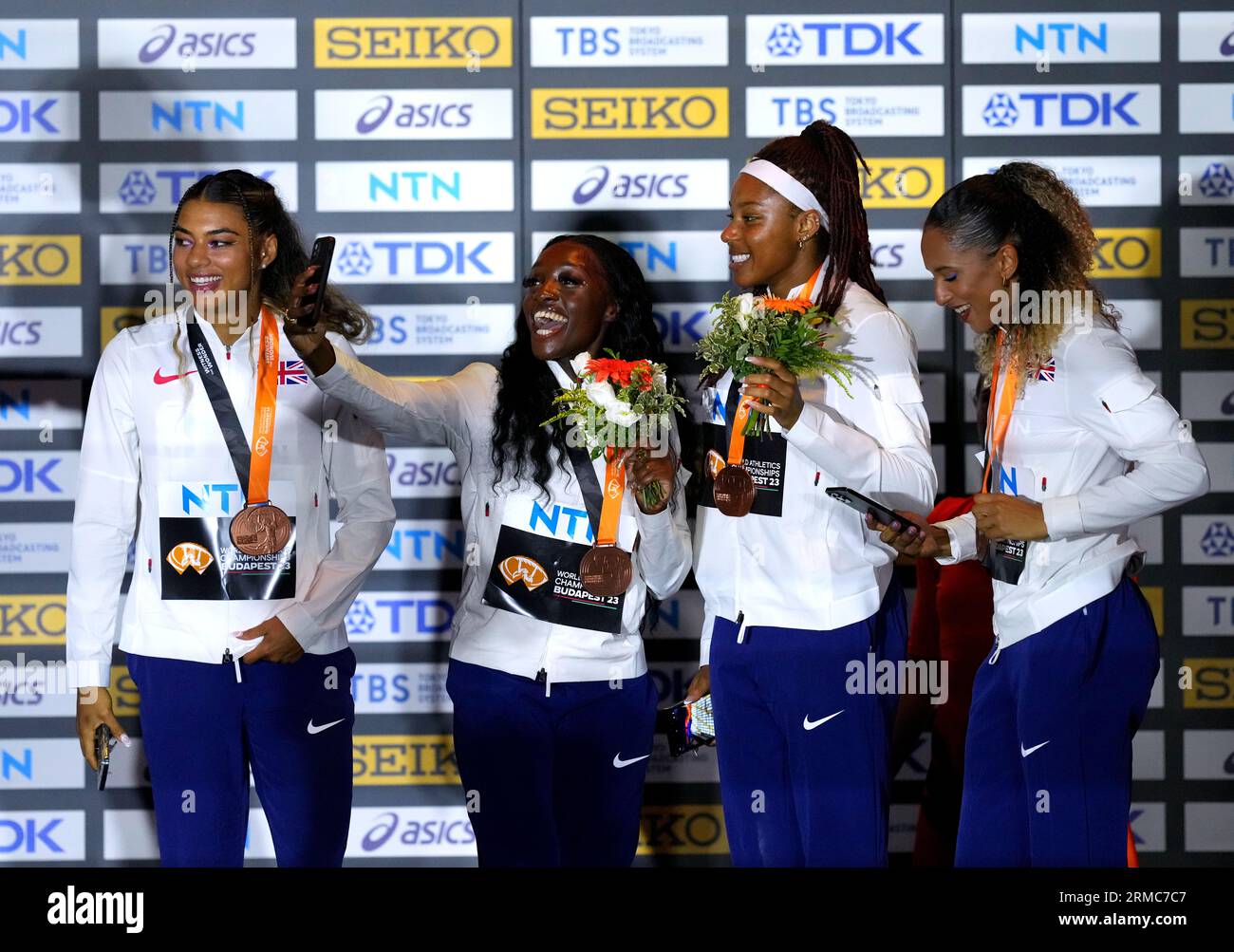 Great Britain's Nicole Yeargin, Ama Pipi, Amber Anning and Laviai ...