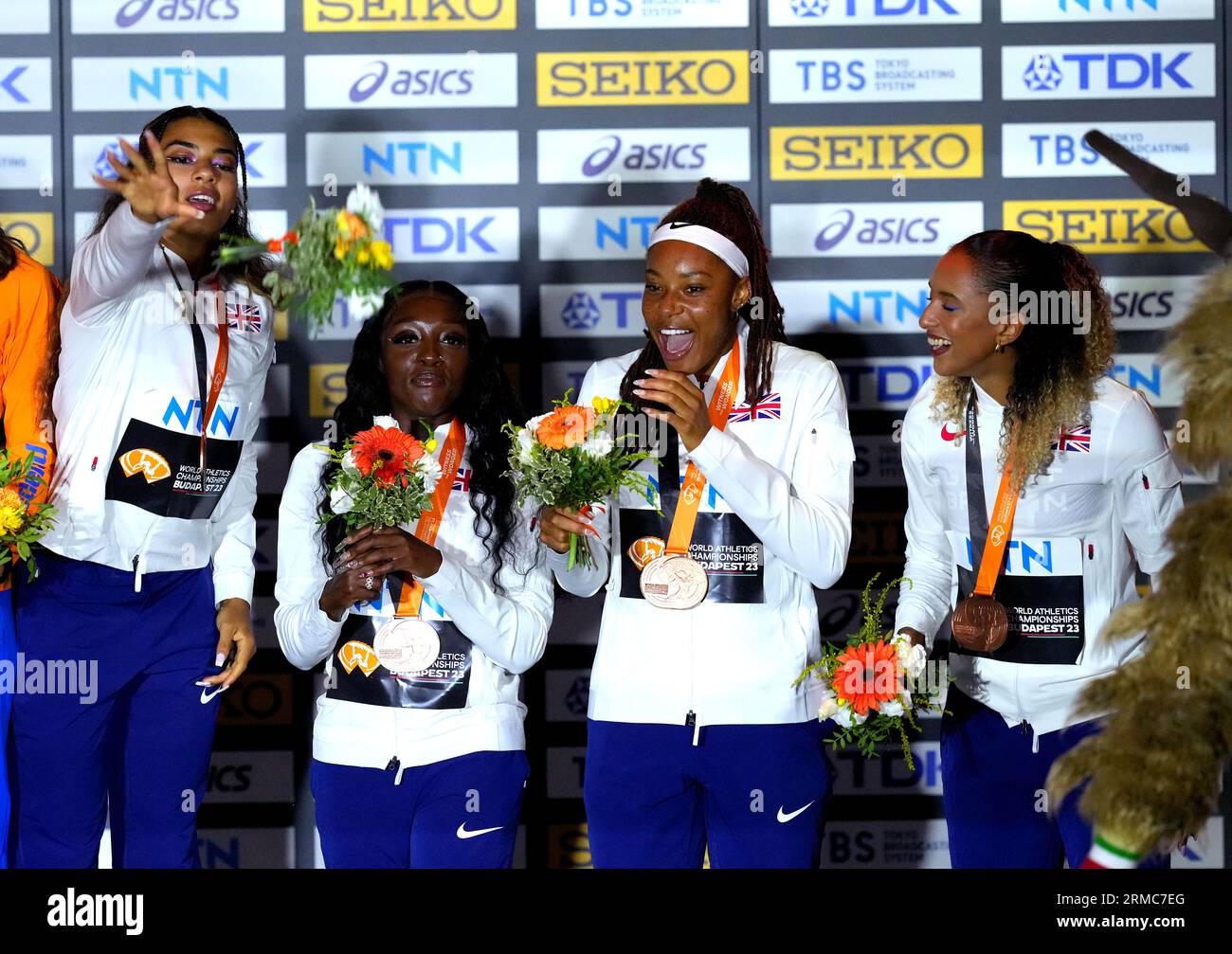 Great Britain's Nicole Yeargin, Ama Pipi, Amber Anning and Laviai ...