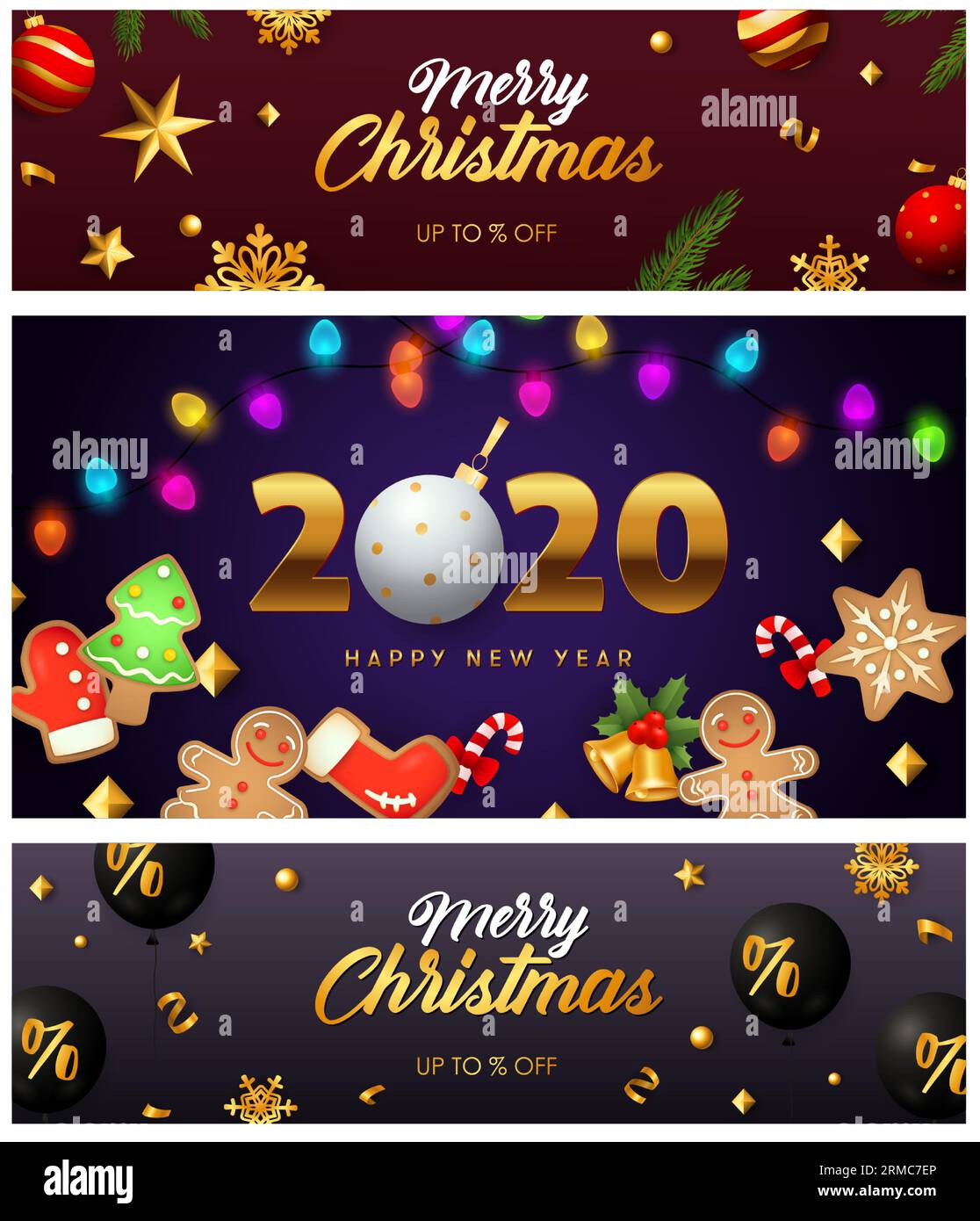 Christmas banner collage with special offer. Calligraphic font Stock ...