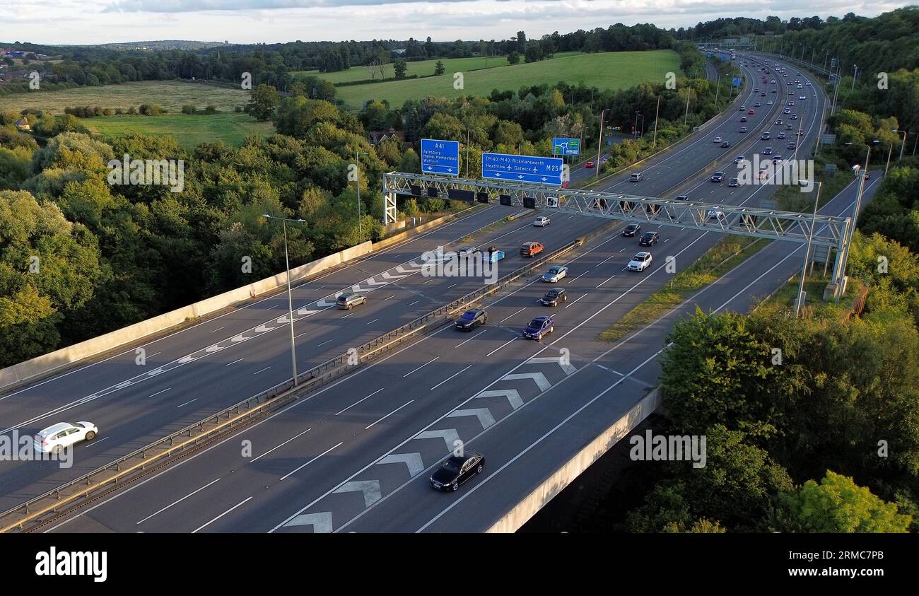 Aerial drone footage road junction hi-res stock photography and images ...