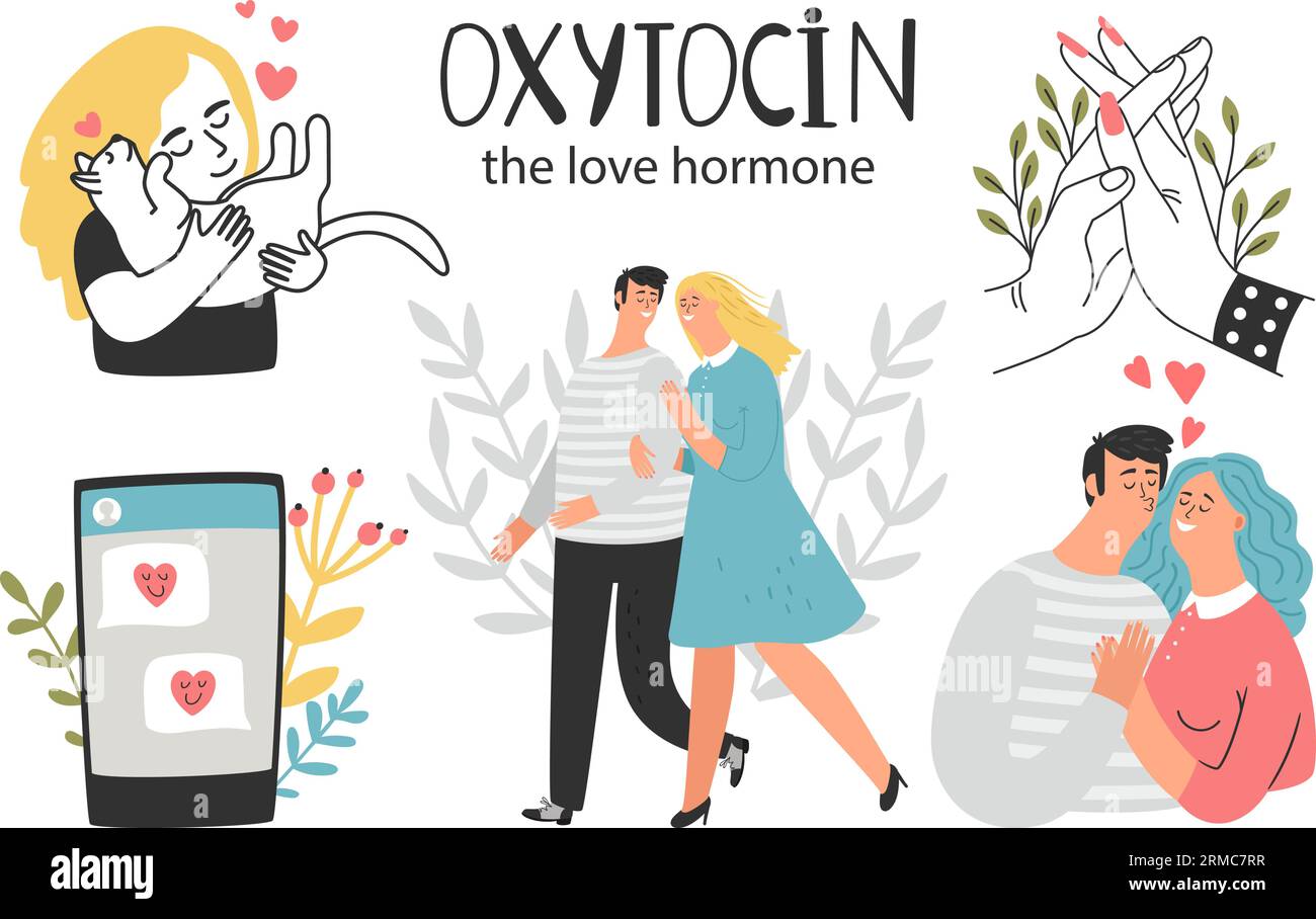 Love Hormone Oxytocin Hormone Health Colorful Vector Illustration Of