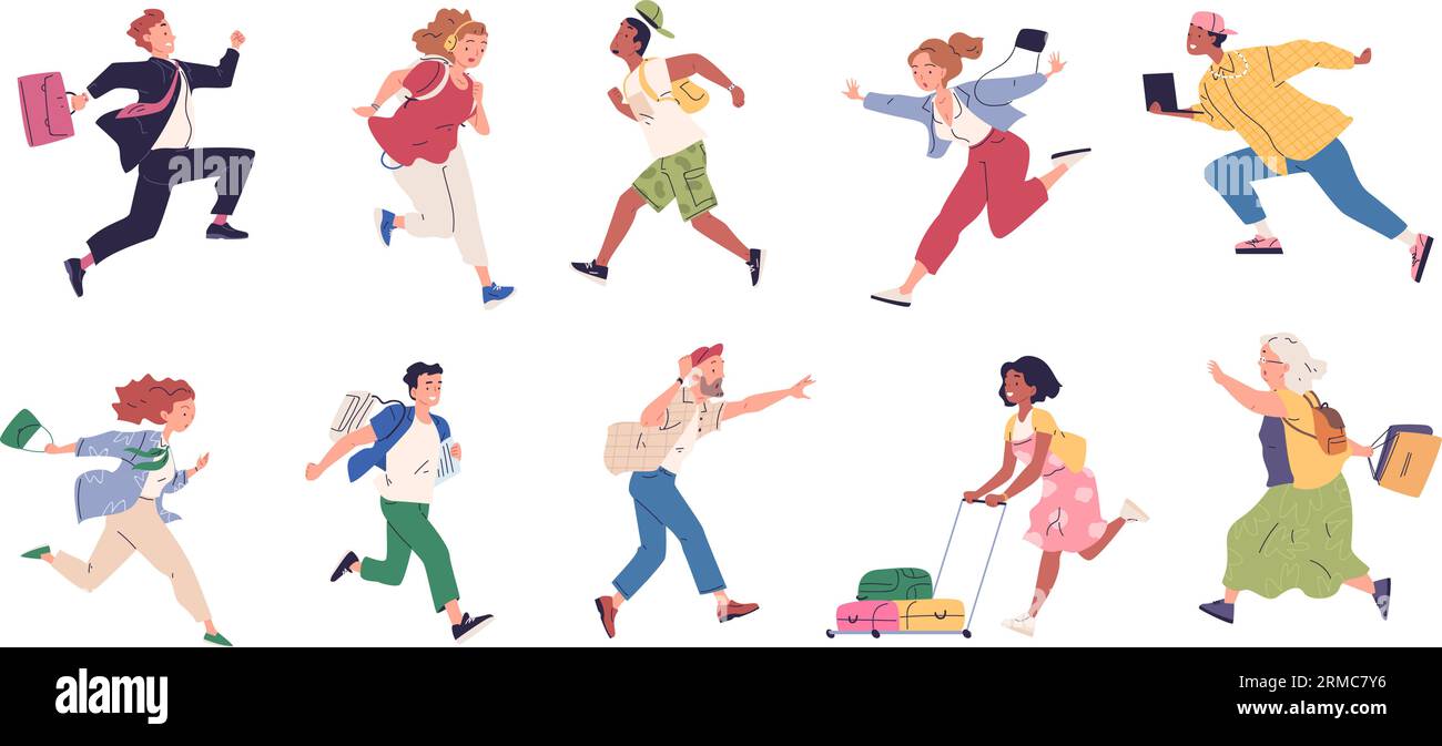 Excited young man running forward Stock Vector Images - Alamy