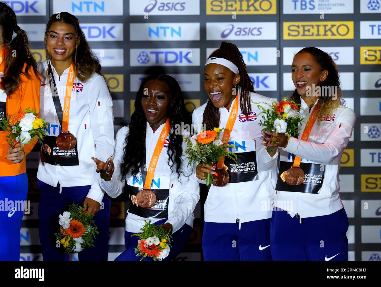 Great Britain's Nicole Yeargin, Ama Pipi, Amber Anning and Laviai ...