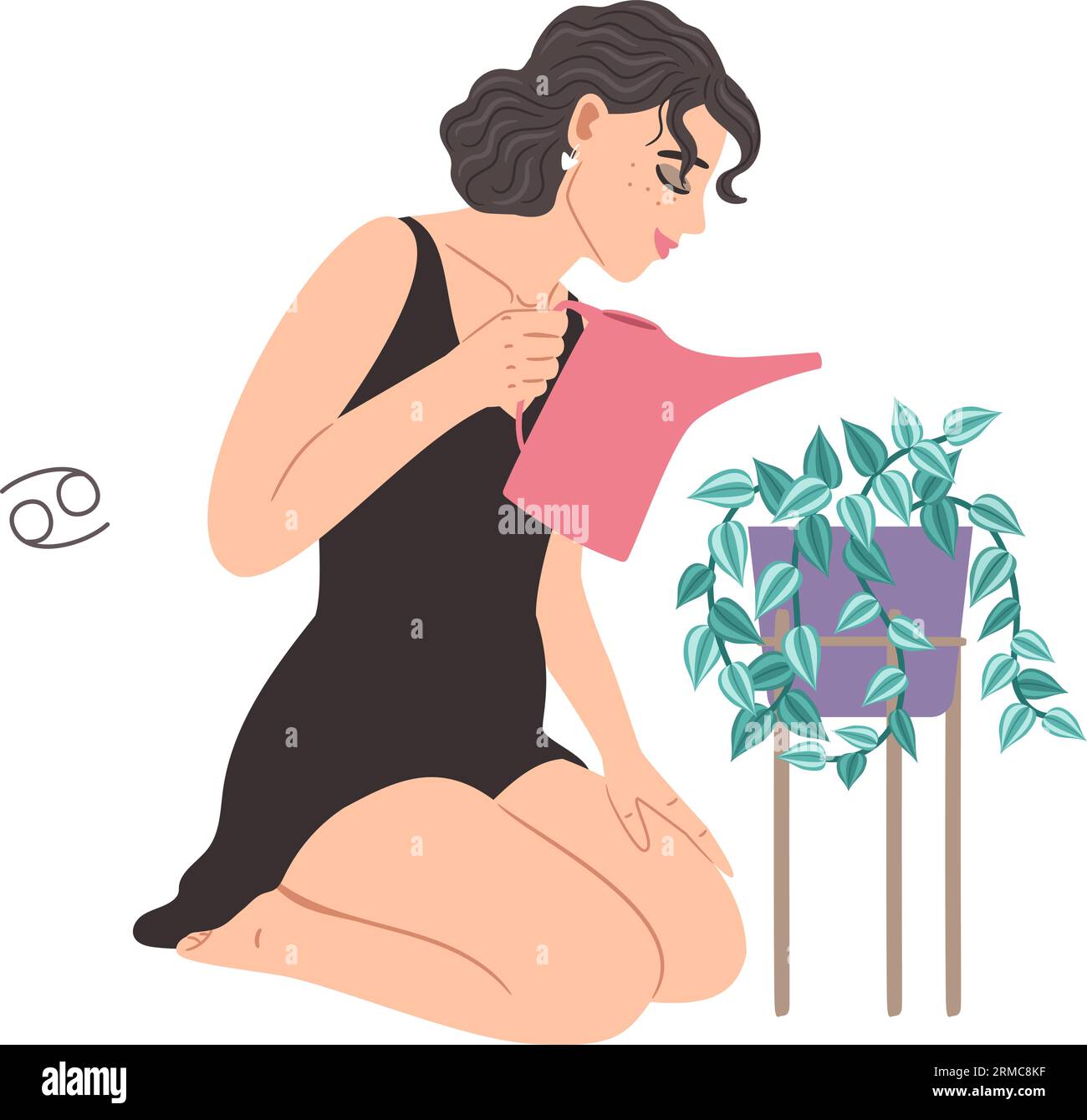 Zodiac sign Cancer, beautiful woman with Tradescantia houseplant ...