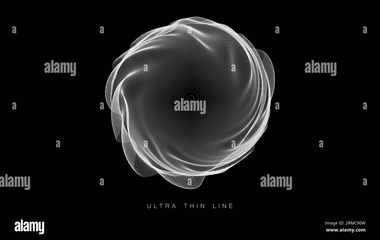 Distorted line spheres. Vector thin line glitch geometry Stock Vector ...