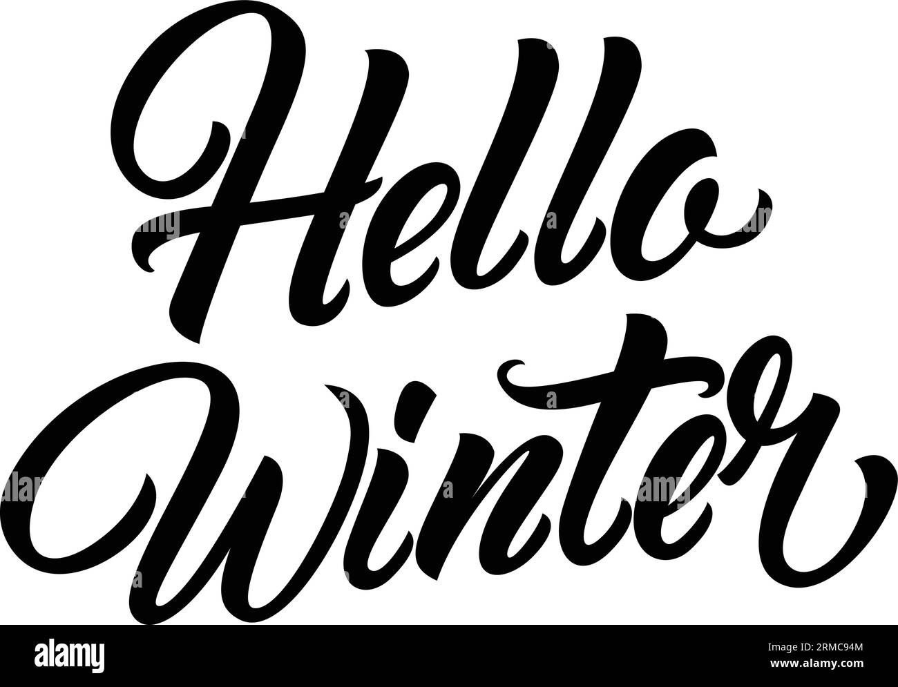 Hello winter lettering on Black and White Stock Photos & Images - Alamy