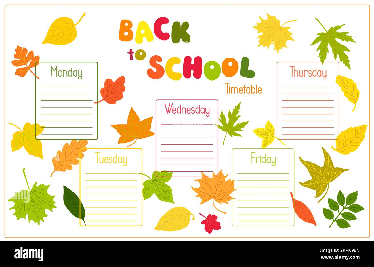 Back to School timetable blank template to fill in with subjects for ...
