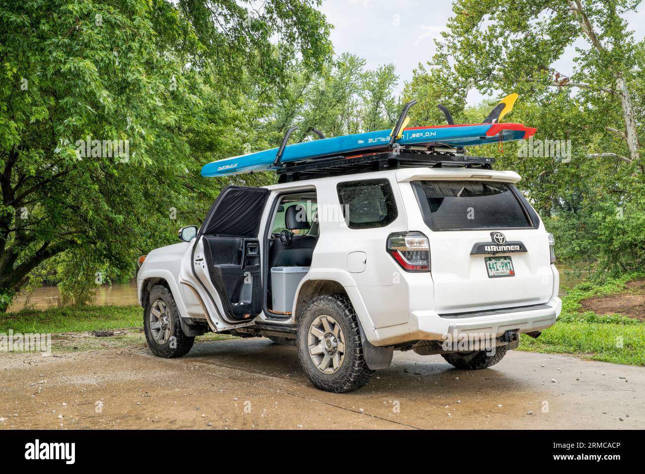 Blackwater, MO, USA - August 4, 2023: Car camping at Roberts Bluff on a ...