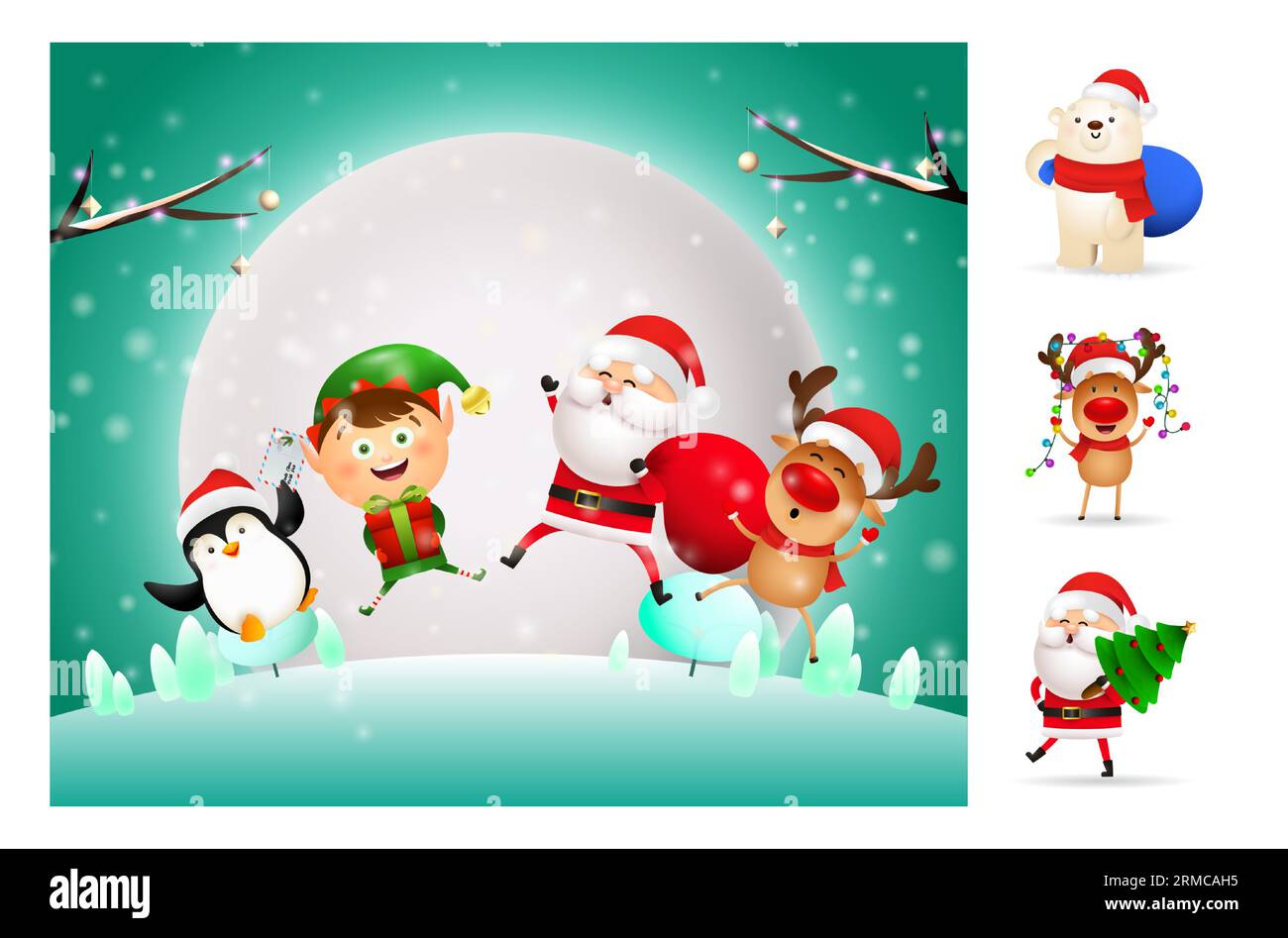 Happy cartoon christmas elf jumping hi-res stock photography and images ...