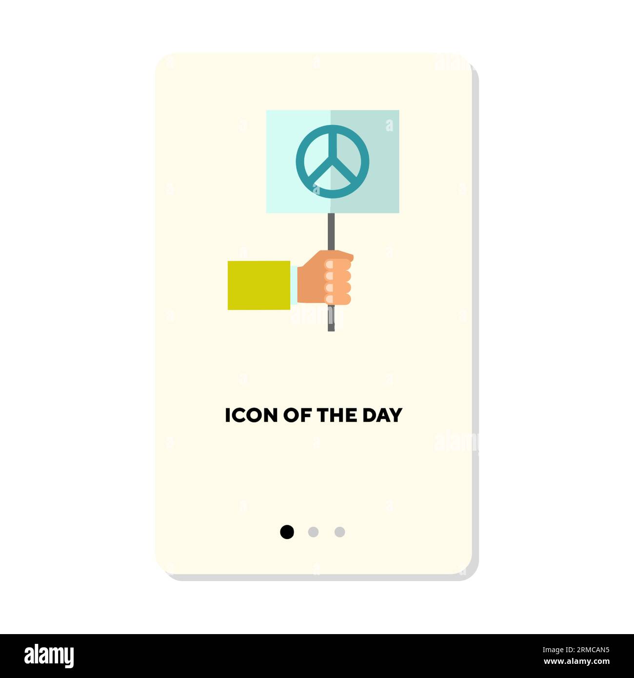Hand of activist holding placard with peace symbol flat icon Stock ...