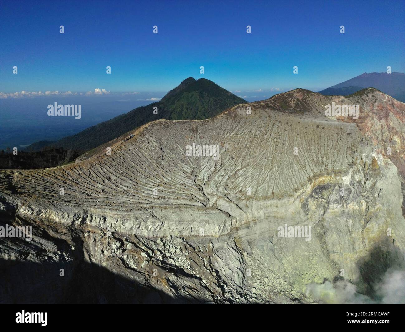 Stunning Ijen volcano mountain landscape with a crater rock mountain ...