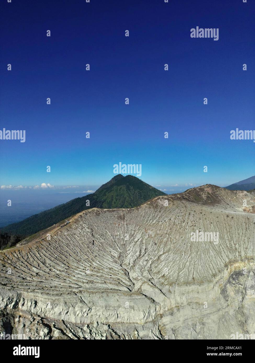 Stunning Ijen volcano mountain landscape with a crater rock mountain ...