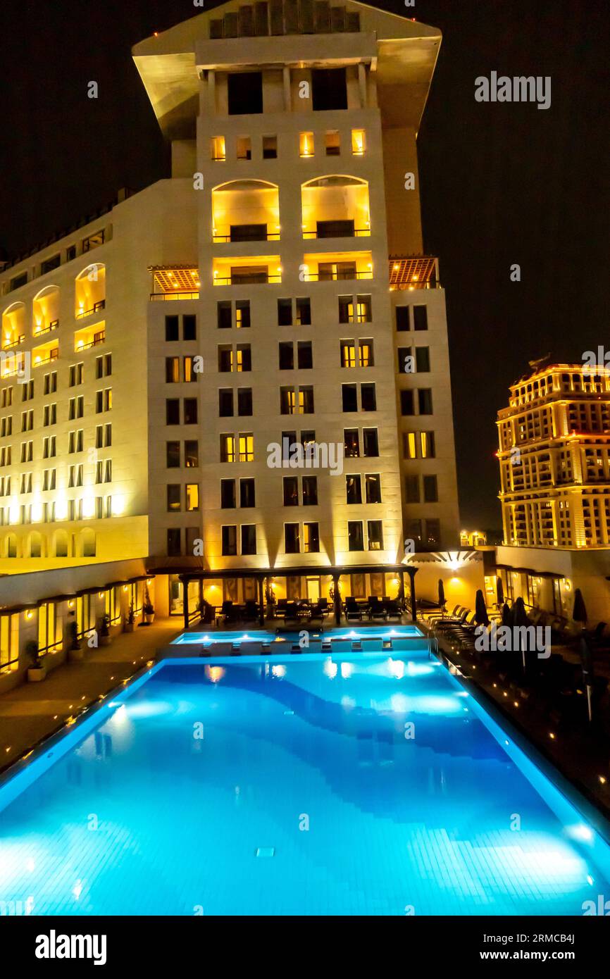 Night view of a roof top pool in Sheraton Amman Al Nabil Hotel Stock ...