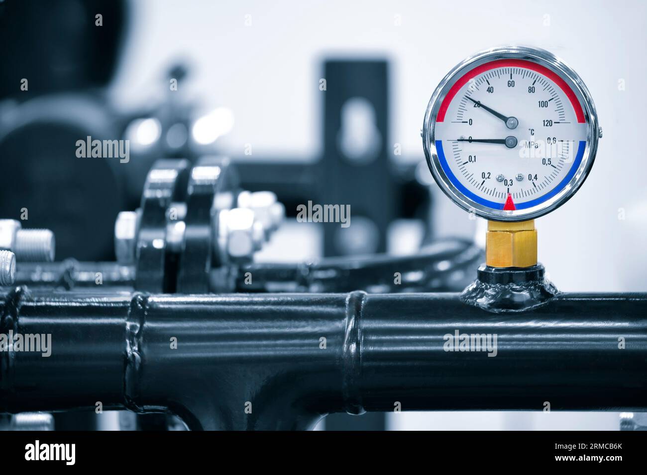 Industrial concept. equipment of the boiler-house, - valves, tubes ...