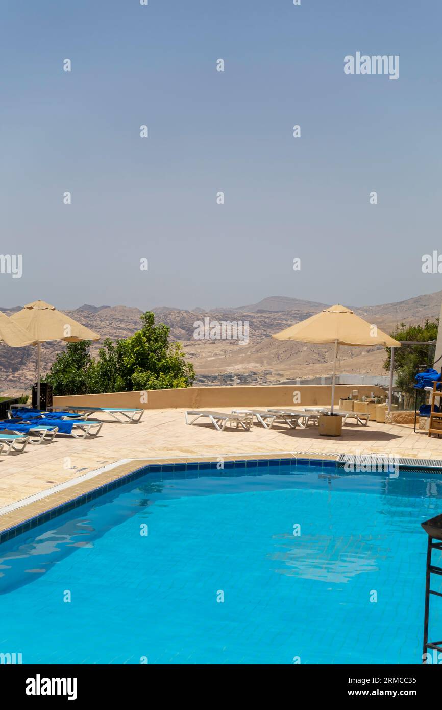 Pool relaxation area mountains hi-res stock photography and images - Alamy