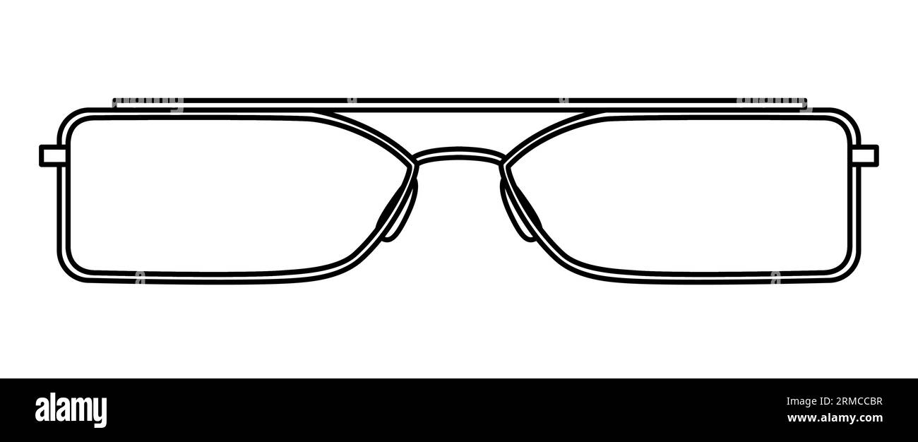 Slim Rectangular frame glasses fashion accessory illustration. Sunglass ...