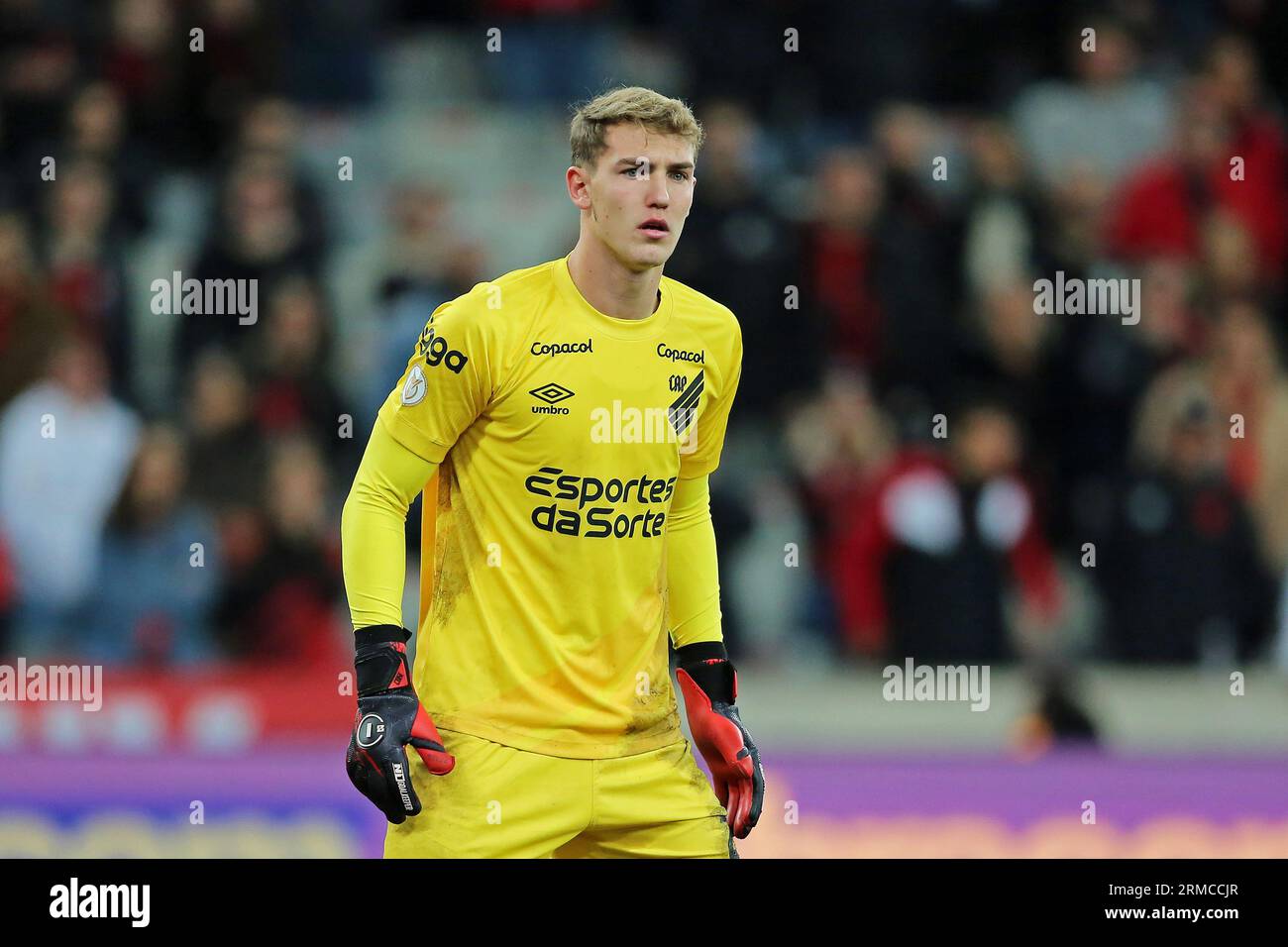 Curitiba, Brazil. 27th Aug, 2023. Leo Linck of Athletico Paranaense ...